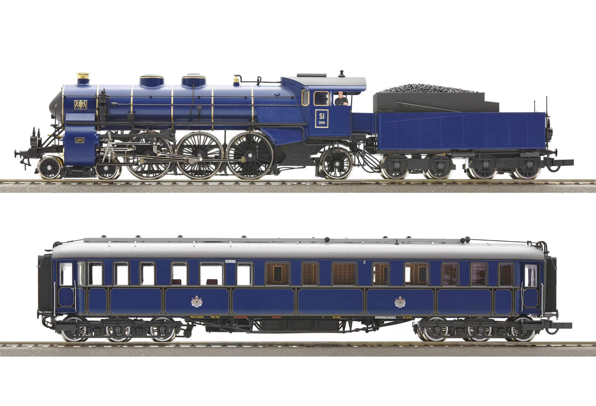 Locomotiva cu abur S 3/6 cu vagon regal, K.Bay.Sts.B., Roco, scara H0 ...