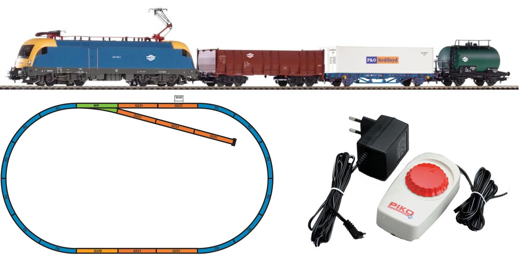 MAV freight train start set, Piko, H0 scale (1:87)