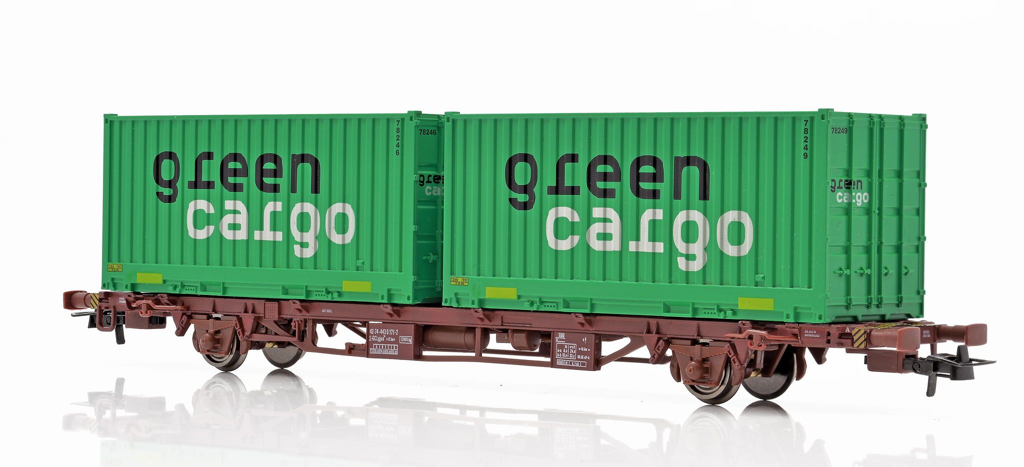 Vagon transport containere, Green Cargo, NMJ, Scara H0 (1:87)