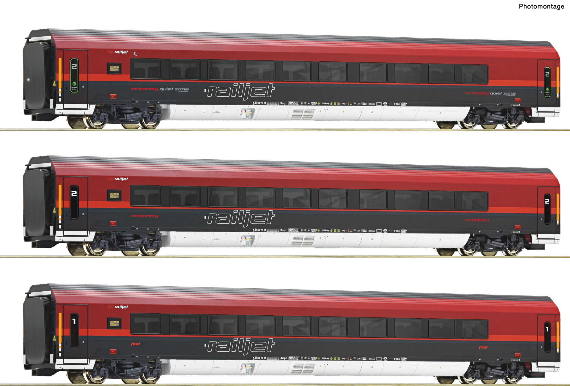 Set vagoane calatori Railjet, OBB, Roco, scara H0 (1:87)