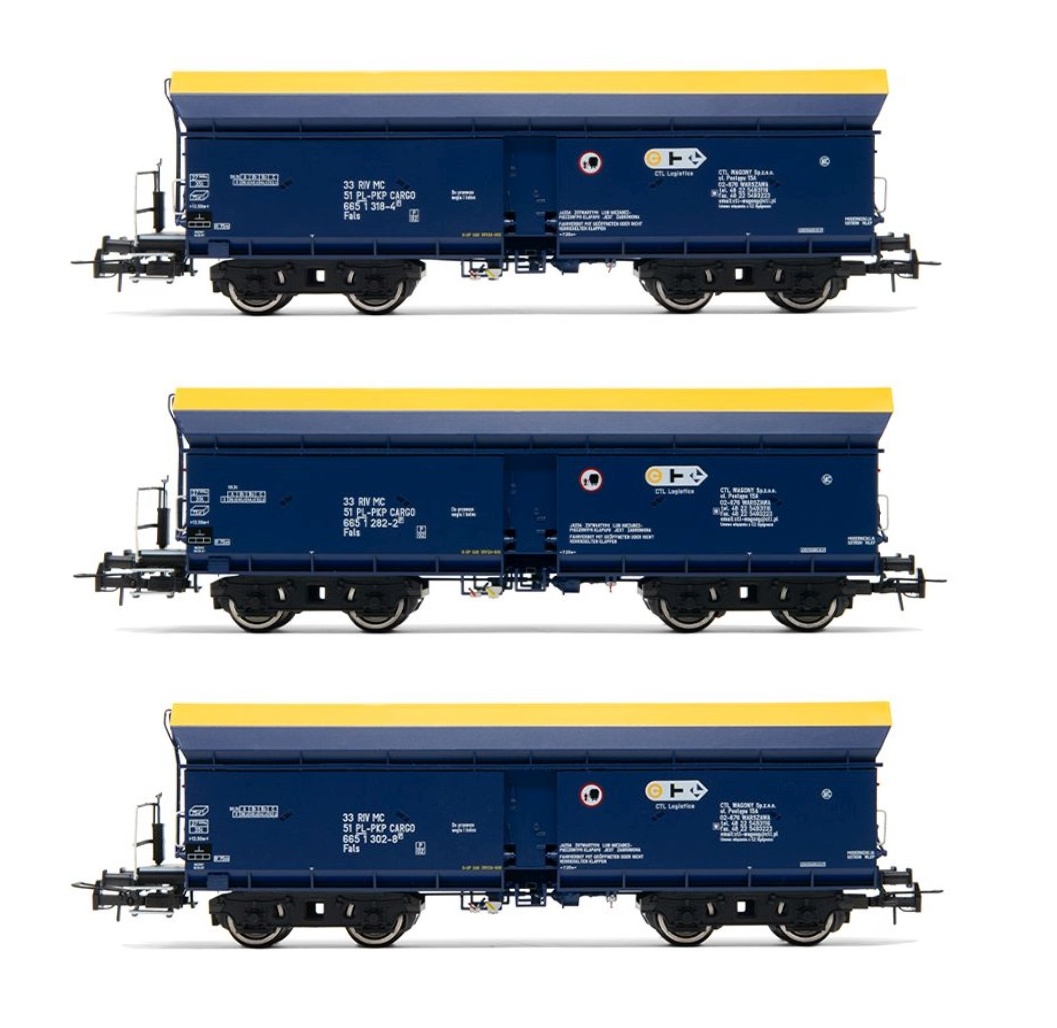 PKP Cargo, 3-unit pack self discarging wagons type Fals, Rivarossi ...