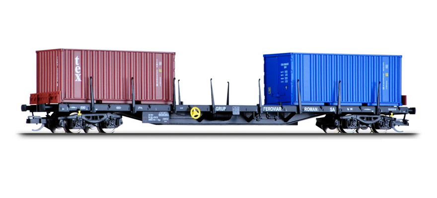 Vagon transport containere, GFR, Tillig, scara TT (1:120)
