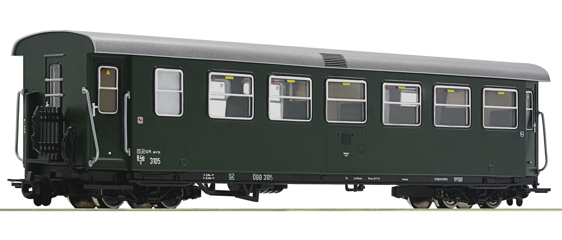 Vagon calatori cl. 2, OBB, Roco, scara H0e (cale ferata ingusta 1:87)