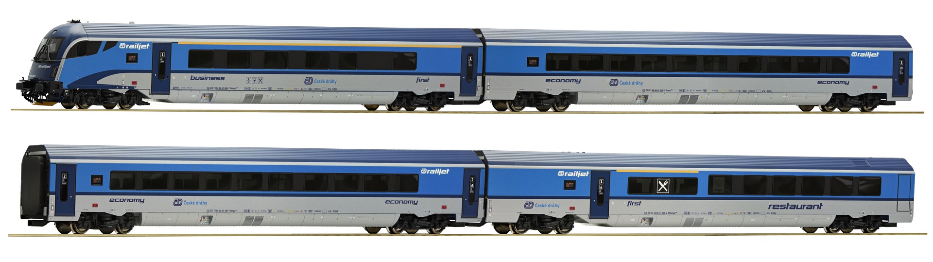 Set vagoane calatori Railjet, CD Roco, scara H0 (1:87)