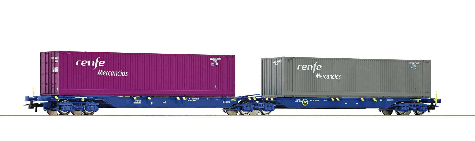 Vagon articulat transport containere, Renfe, Roco, scara H0 (1:87)