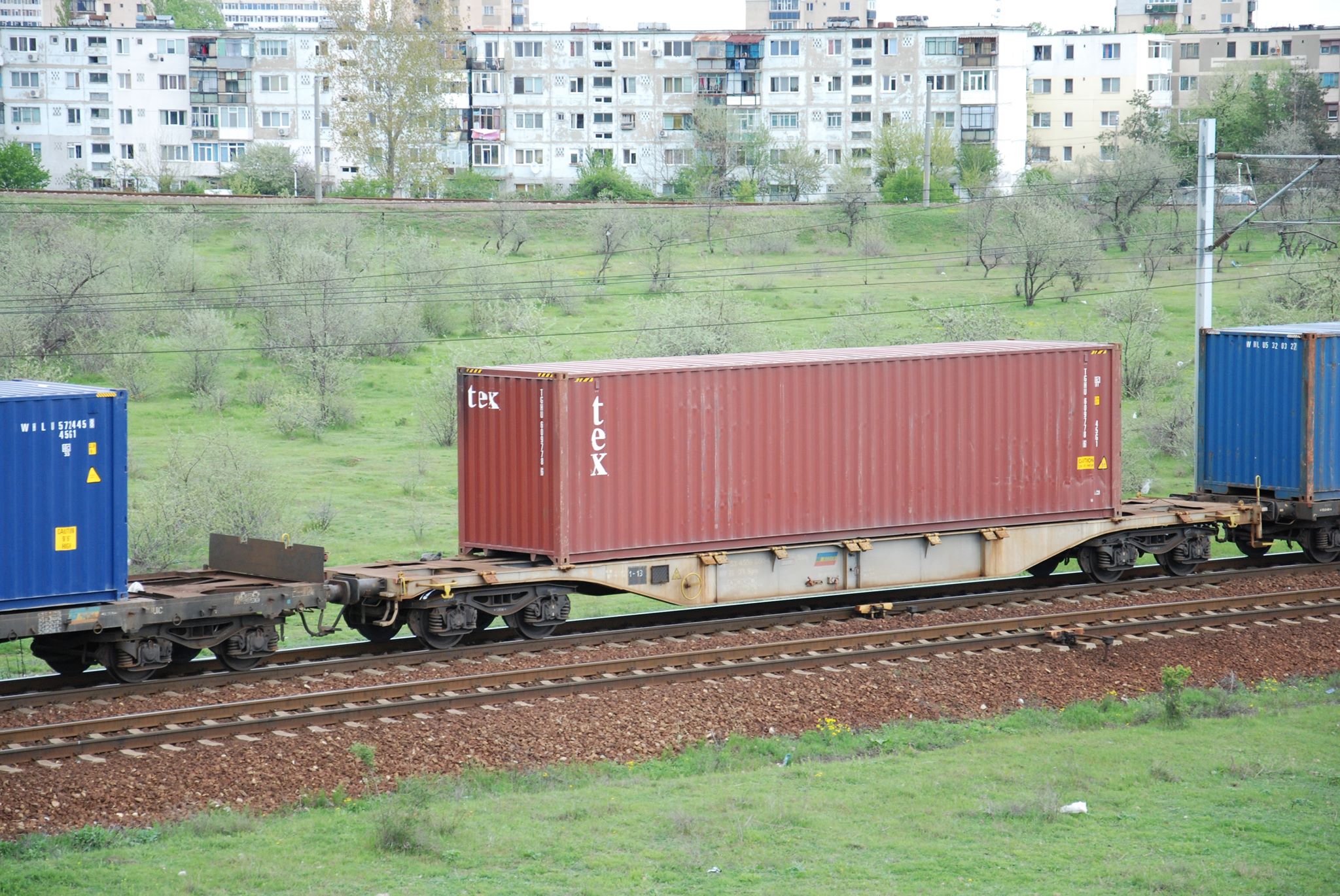 Set 2 vagoane platforma pt. containere, CFR, Amintiri Feroviare, scara ...