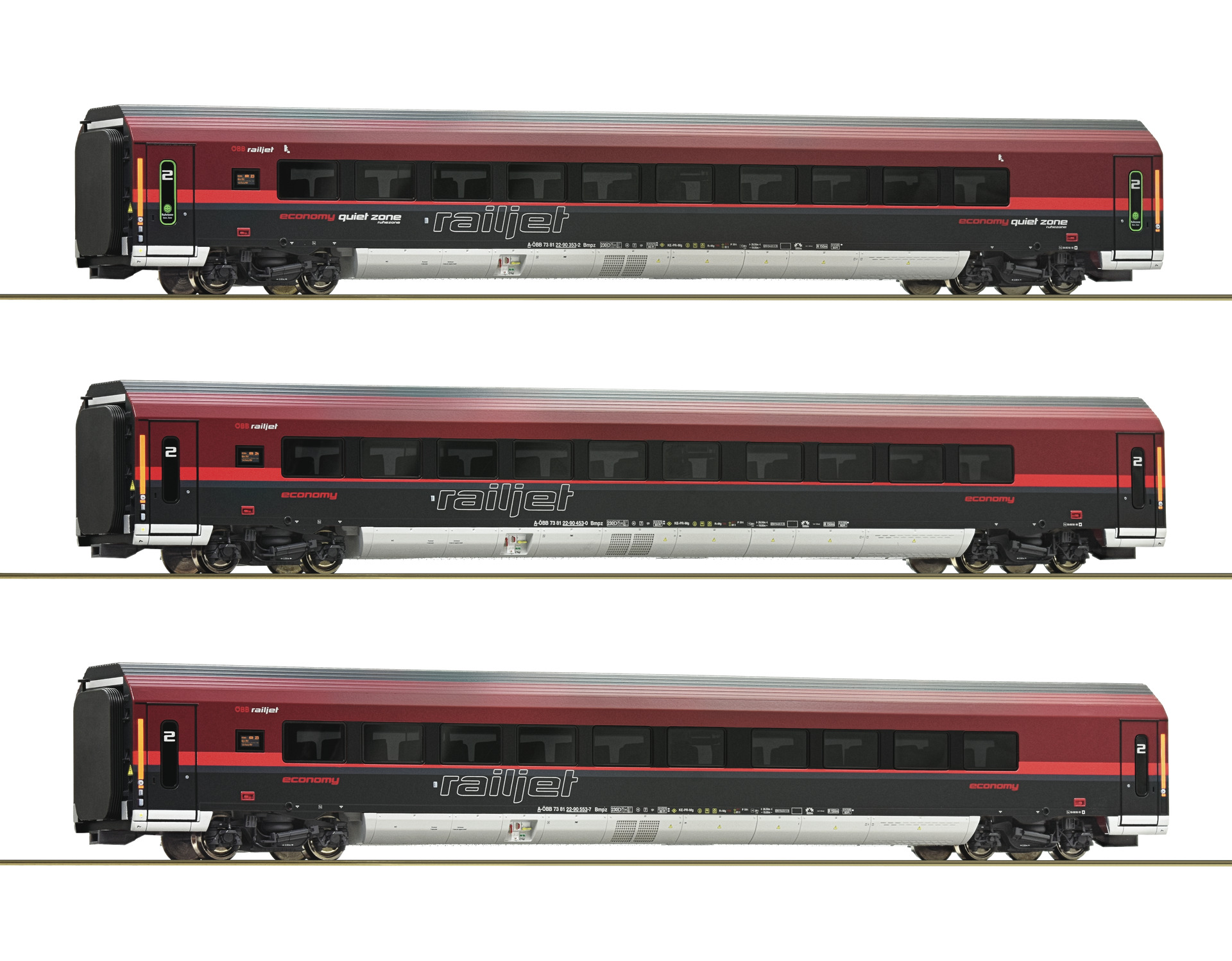 Set vagoane calatori Railjet, OBB, Roco, scara H0 (1:87)